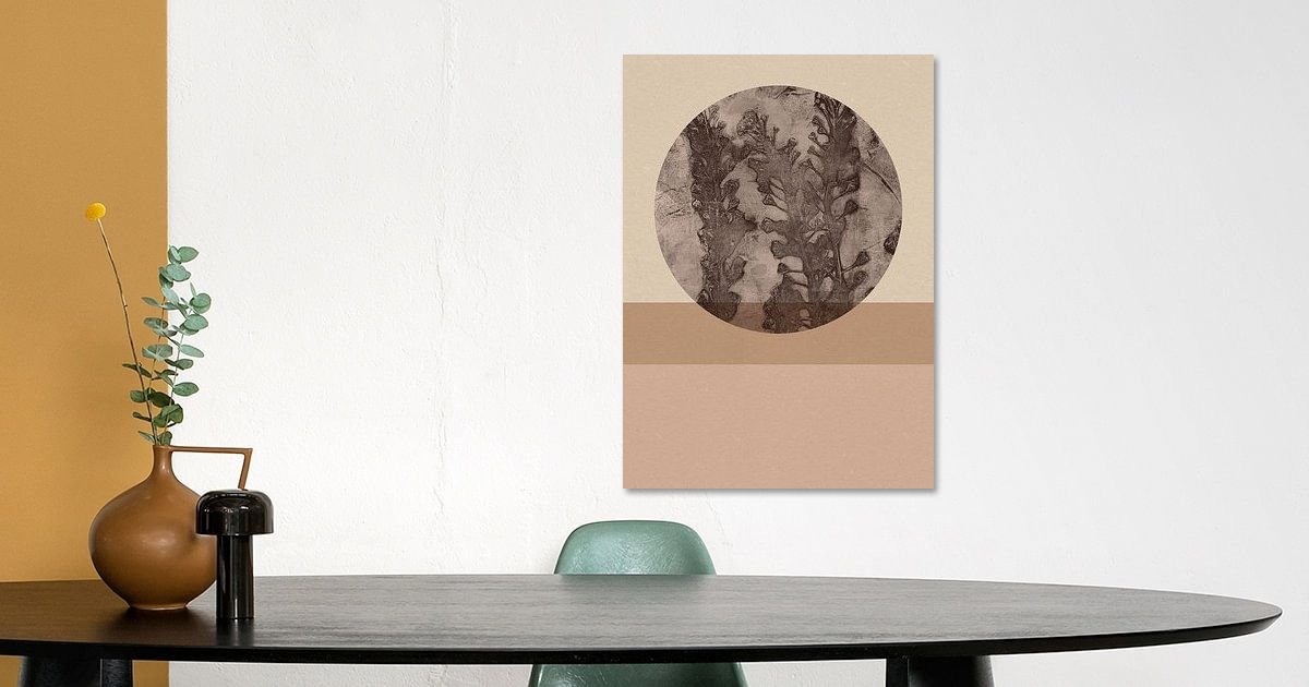 Zen wabi-sabi abstracte botanische kunst in Japandi stijl nr. 8 van Dina Dankers op canvas ...